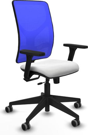 Piqueras y Crespo Atmungsaktiver Schreibtischstuhl mit 3D-Armen, h&ouml;henverstellbare Lendenwirbelst&uuml;tze, ausgestattet mit Syncro/Translack und Schneideschaum, Blau/Wei&szlig;