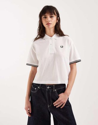 Fred Perry Polo transparent &agrave; logo et liser&eacute;s transparents - Blanc