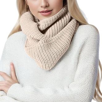 Generic Écharpe chaude tricotée pour femme-design enveloppant et épais accessoire hivernal élégant pour garder le cou chaud (Beige, One Size)