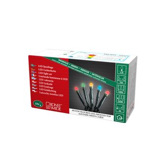 Konstsmide Micro LED Lichterkette, gefrostet, verschwei&szlig;t, 10 bunte Dioden, 30V Innentrafo, dunkelgr&uuml;nes Kabel - 6340-520