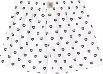 Carhartt Work in Progress Homme, Shorts, Blanc, Taille: L Cotton Boxer Heart Print