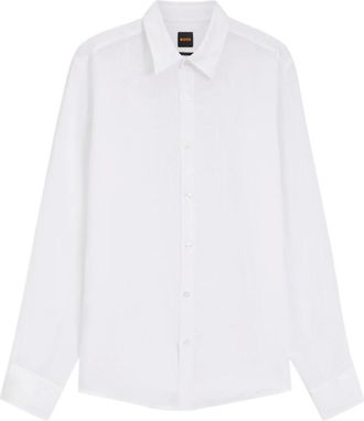HUGO BOSS Homme, Chemises, Blanc, Taille: S Chemise Regular-fit en Lin