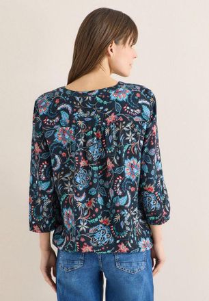 Cecil Klassische Bluse mit geschlitztem Rundhalsausschnitt mit B&auml;ndchen