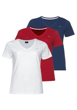 H.I.S T-Shirt Essential-Basics (Spar-Set, 3er-Pack) figurumspielender Schnitt, aus Baumwolle