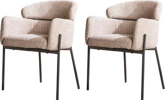 M&S Collection M&s - Lot de 2 fauteuils repas 62x61x80 cm en tissu bouclette sable