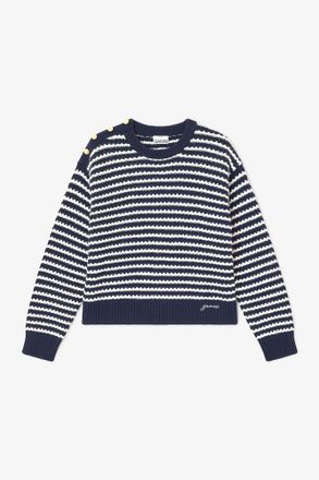 Ganni marineblau Dunkelblau gestreifter Wollpullover Wolle - Gr&ouml;&szlig;e XXS/XS