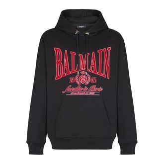 Balmain Flocked College Hoodie - - Sweatshirts & Hoodies - Herren - Schwarzk - XL