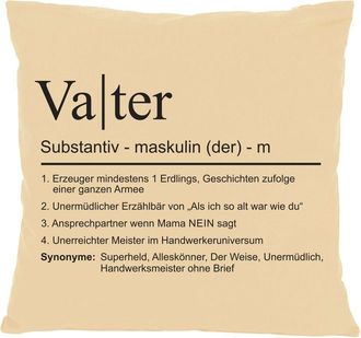 Spass Kostet Kissen mit Spruch und F&uuml;llung Dekokissen Vater lustige Definition Vatertag Zitat