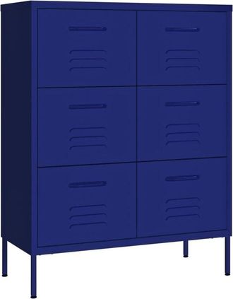 vidaXL Armoire à tiroirs Bleu marine 80x35x101,5 cm Acier - Vidaxl