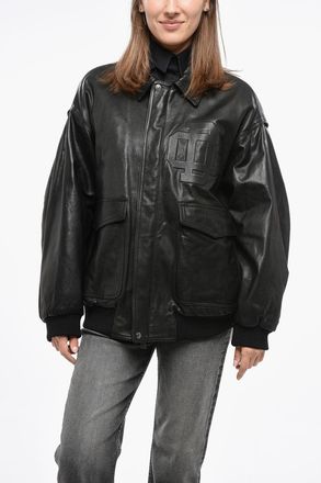 Dsquared2 Oversize-Fit Leather Bomber Jacket Dsquared2