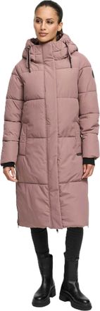 Marikoo Damen Wintermantel (XS-3XL) - gesteppt, mit Kapuze & Rei&szlig;verschlussschlitze - N082 - Mauve Gr&ouml;&szlig;e XXL - Gr.XXL
