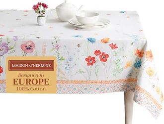 Maison d'Hermine Maison dHermine Nappe 100 % coton 160 cm x 220 cm Nappe d&eacute;corative lavable carr&eacute;e de P&acirc;ques pour d&icirc;ner buffet de banquet de mariage, Murmure d&eacute;t&eacute; - Pr