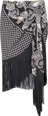 Balmain Seidenrock mit Fransen - - Skirts - Damen - Schwarzk - M