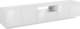 Dmora Dmora - Wohnzimmer TV-St&auml;nder, Made in Italy, TV-St&auml;nder mit 4 T&uuml;ren und 1 Schublade, 220x43h46 cm, gl&auml;nzend wei&szlig;e Farbe, mit wei&szlig;em LED-Licht