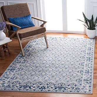 Safavieh Tapis Traditionnel pour Salon, Salle à Manger, Chambre à Coucher - Brentwood Collection, Tapis à Poil Court, Gris et Bleu, 122 X 183 cm