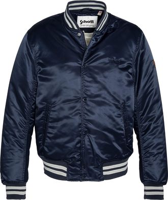 Schott NYC Unisex Tacson Jacke aus Nylon mit Satin-Schott, Marineblau, Small