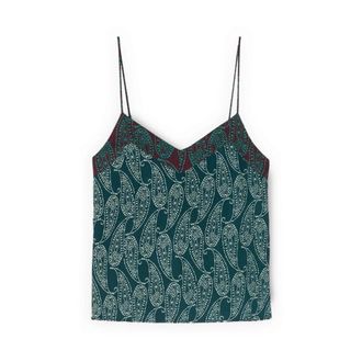 Motivi Top en satin imprim&eacute; cachemire - Femme - Tops - Vert - Taille: 36 FR