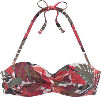 Lascana Damen Bügel-Bandeau-Bikini-Top mit tropischem Alloverprint, wattierte Cups, abnehmbare Träger, für einen tropischen Look mit gutem Gewissen