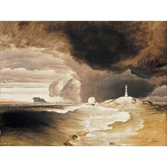 Fine Art Prints Peder Balke Leuchtturm an der norwegischen K&uuml;ste Ungerahmter extragro&szlig;er Druck