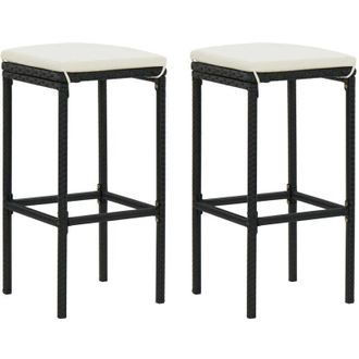 vidaXL Vidaxl - Tabourets de bar avec coussins lot de 2 noir r&eacute;sine tress&eacute;e