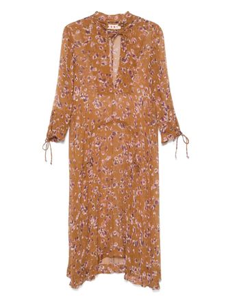Marni robe en soie (années 2020) - Marron