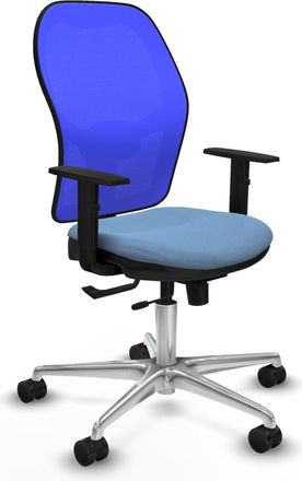 Piqueras y Crespo Drehbarer Schreibtischstuhl mit 1D-Armen, h&ouml;henverstellbare Lendenwirbelst&uuml;tze, ausgestattet mit Syncro/Traslack und injiziertem Schaumstoff, Blau/Him