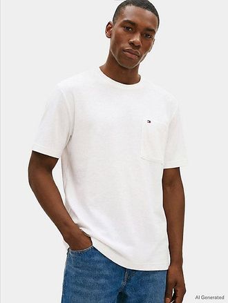 Tommy Hilfiger T-shirt en tissu &eacute;ponge &agrave; col ras-du-cou