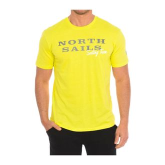 North Sails Homme, Tops, Jaune, Taille: 2XL T-shirt à Manches Courtes avec Finition Côtelée