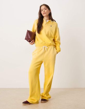 Polo Ralph Lauren Pantalon de jogging ample en polaire &agrave; logo embl&eacute;matique - Jaune