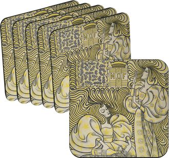 Fabulous Untersetzer aus Kork, Jugendstil, elegant, Jugendstil, Jugendstil, mittelalterliches Design, 6 St&uuml;ck (95 x 95 mm)