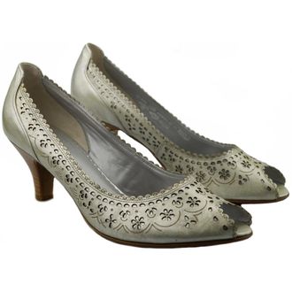 Gabor Femme, Chaussures, Gris, Taille: 40 1/2 EU Escarpins en cuir argent&eacute; champagne m&eacute;tallis&eacute;