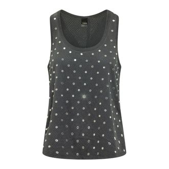 Pinko Pinko, Femme, Tops, Noir, Taille: 38 FR D&eacute;bardeur Perfor&eacute; &agrave; Encolure Ras du Cou