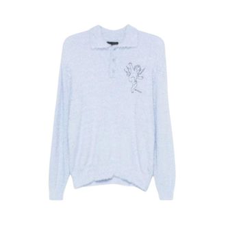 Rassvet Langarm Mohair Polo Strick - - Knitwear - Herren - Blau - M