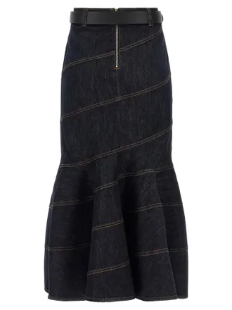 Self Portrait Indigo Denim Mermaid Skirt - Indigo