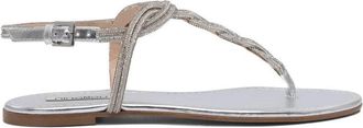 Ninalilou Sandalen - Braided Leather Sandals With Silver Finish - Gr. 36 (EU) - in Silber - f&uuml;r Damen