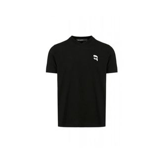 Karl Lagerfeld Homme, Tops, Noir, Taille: S T-shirt &agrave; col en V avec logo