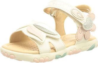 Geox Fille J Sandal Haiti Girl Sandales, White/Pink, 35 EU
