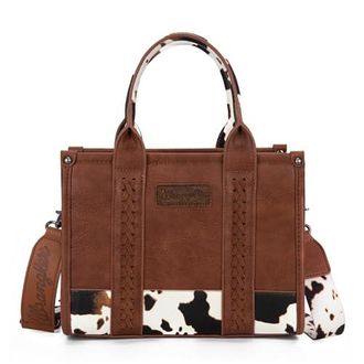 Wrangler Sac &agrave; main pour femme - Sac fourre-tout moyen avec poign&eacute;e sur le dessus, Marron vache, Medium-10.6 inch
