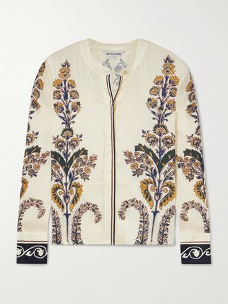 Veronica Beard Haut En Serge Satin&eacute;e &Agrave; Imprim&eacute; Fleuri Hoku - &Eacute;cru