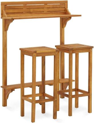 vidaXL Ensemble de bar de balcon 3 pcs Bois dacacia solide
