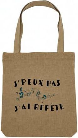 Fabulous Sac Shopping Tote Bag Aspect Lin - JPeux Pas Jai R&eacute;p&egrave;te Instrument Musique Rock - Sac de Courses Toile Epaisse 360g Beige Naturel Cabas Port&eacute; Epaule S