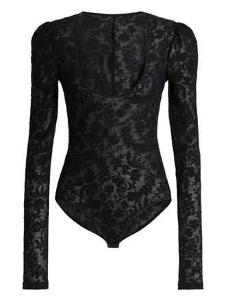 Alberta Ferretti body &agrave; dentelle fleurie - Noir