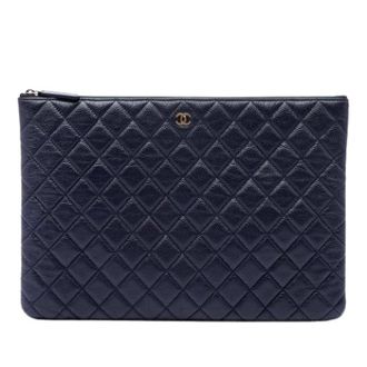 Chanel Sac &agrave; main matelass&eacute; en cuir caviar doccasion - Femme - Pre-owned - Bleu - Taille: ONE Size