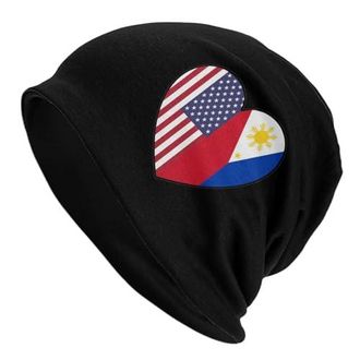 Generic Homme Femme Bonnet &Agrave; Revers Drapeau Am&eacute;ricain en Forme De Coeur des Philippines Bonnet dhiver Doux Bonnets Tricot&eacute; Classique Bonnets De Ski pour Cycli