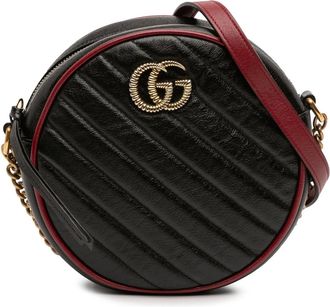 Gucci Hobo Bags - Mini GG Marmont Matelasse Leather Torchon Round Cr - Gr. unisize - in Schwarz - f&uuml;r Damen
