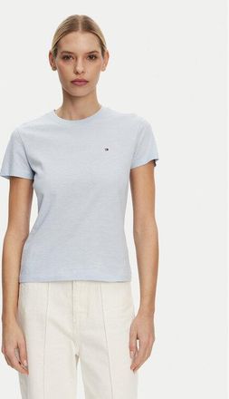 Tommy Hilfiger T-Shirt Slub WW0WW44433 Himmelblau Slim Fit