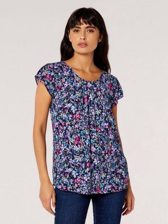 Apricot Klassische Bluse Garden Layer Ditsy Top mit Tulpen&auml;rmel