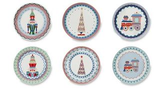 Excelsa Xmas Sweet Pastels Lot de 6 petites assiettes dap&eacute;ritif, porcelaine, diam&egrave;tre 15 cm, d&eacute;coration de No&euml;l