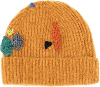 Exquisite J bonnet côtelé à broderies - Orange