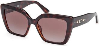 Guess Femme, Accessoires, Brun, Taille: 55 MM Lunettes de soleil carr&eacute;es en plastique